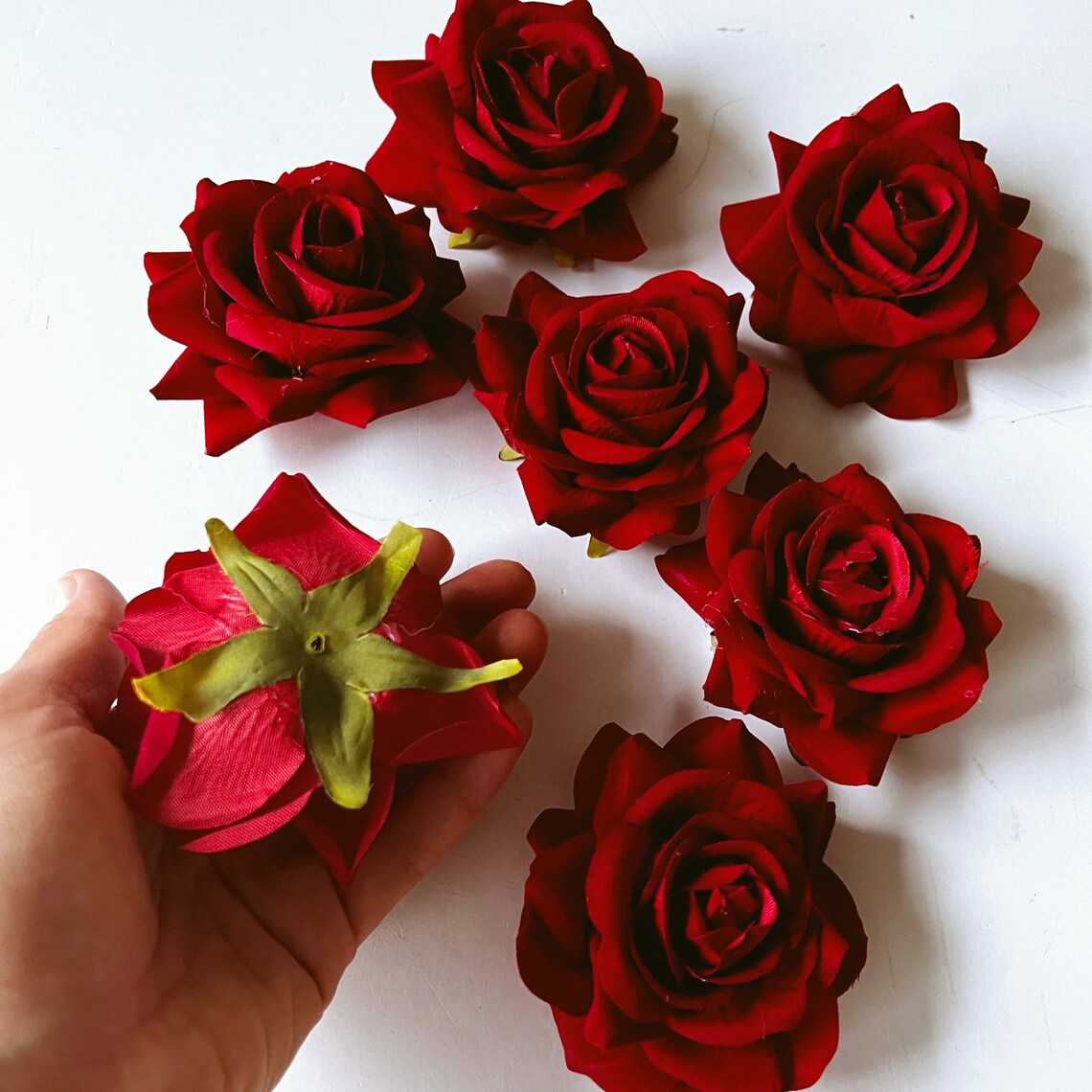 1 Piece Red Velvet Rose Head Artificial Roses Rose Heads 8 - Etsy