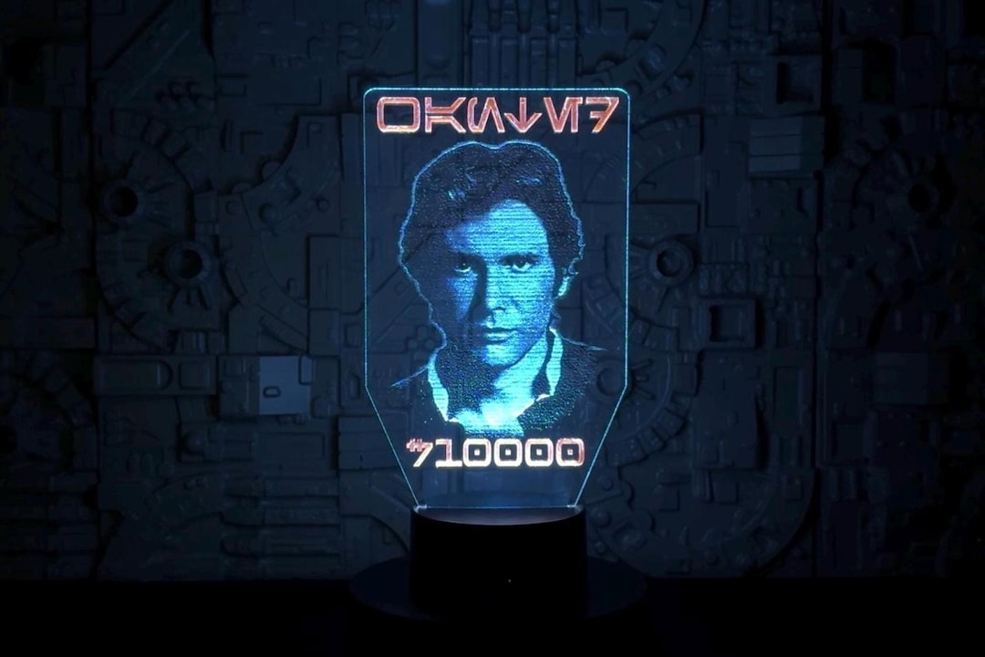 Han Solo Bounty Puck Hologram, Edge Lit Acrylic LED Light With Remote ...