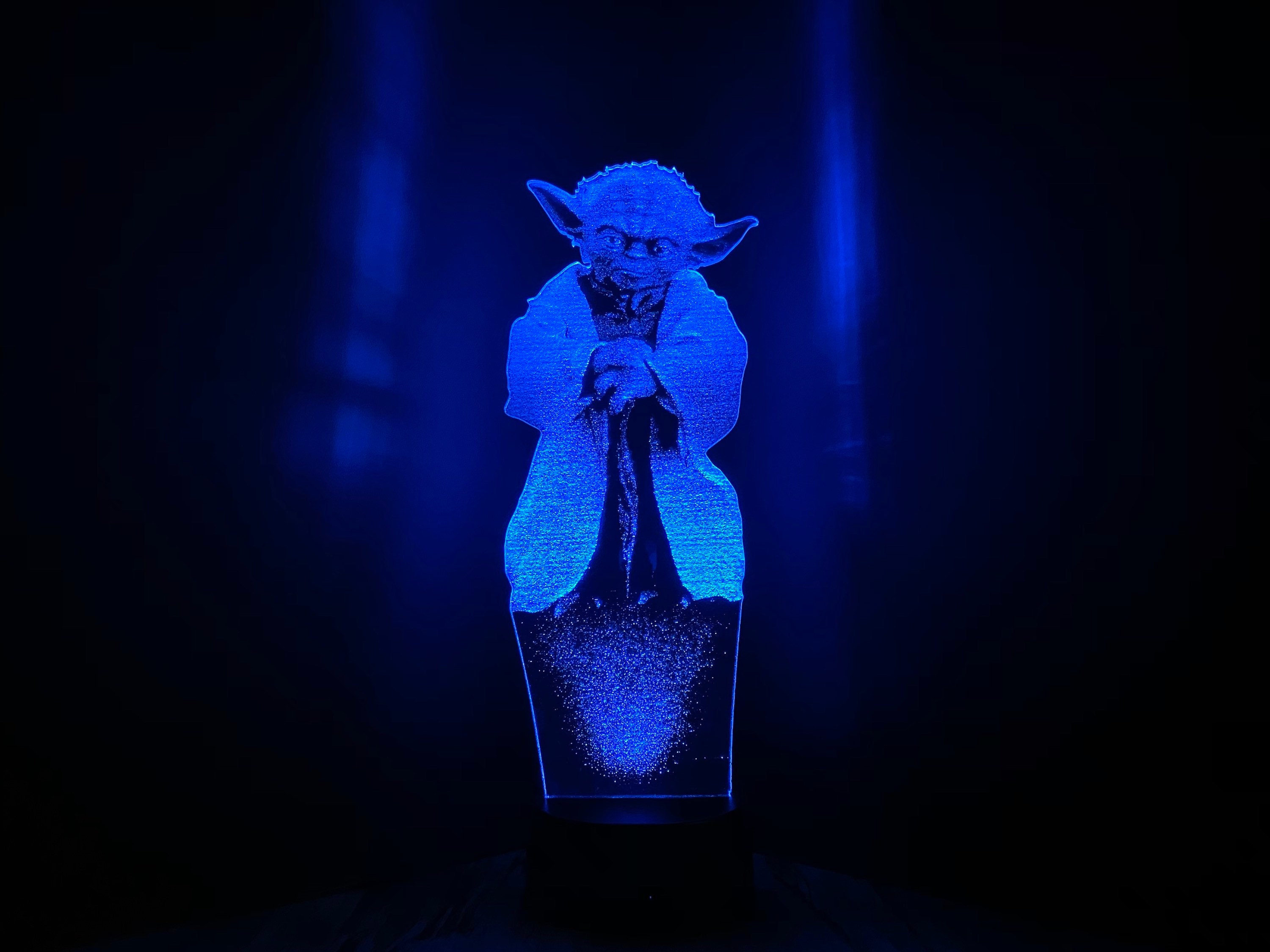 Yoda Hologram Jedi Master Edge Lit Acrylic LED Light With | Etsy