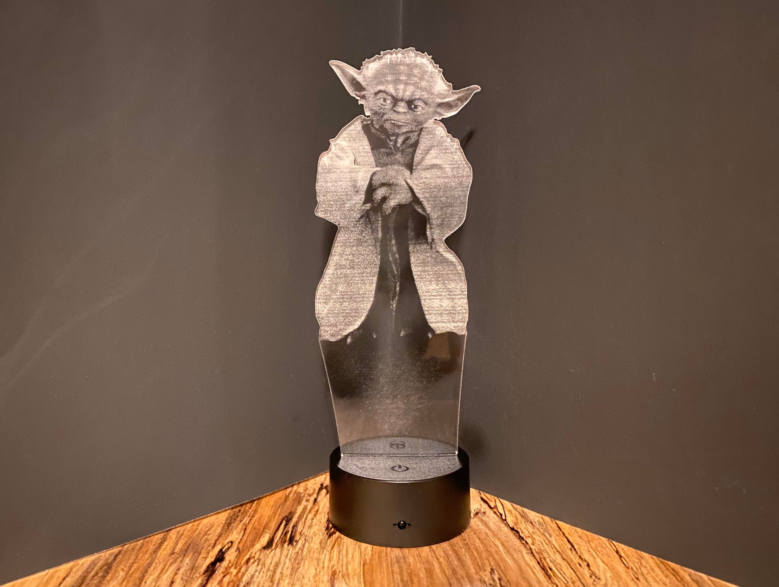 Yoda Hologram Jedi Master Edge Lit Acrylic LED Light With | Etsy