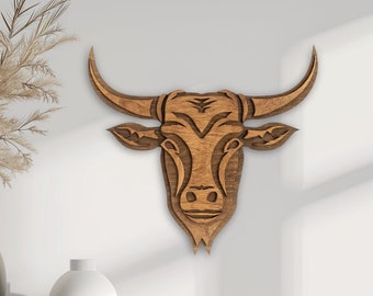 Wooden Bull Head, Wall Art, Bull Scull, Bull Wooden Personalised Sign ...
