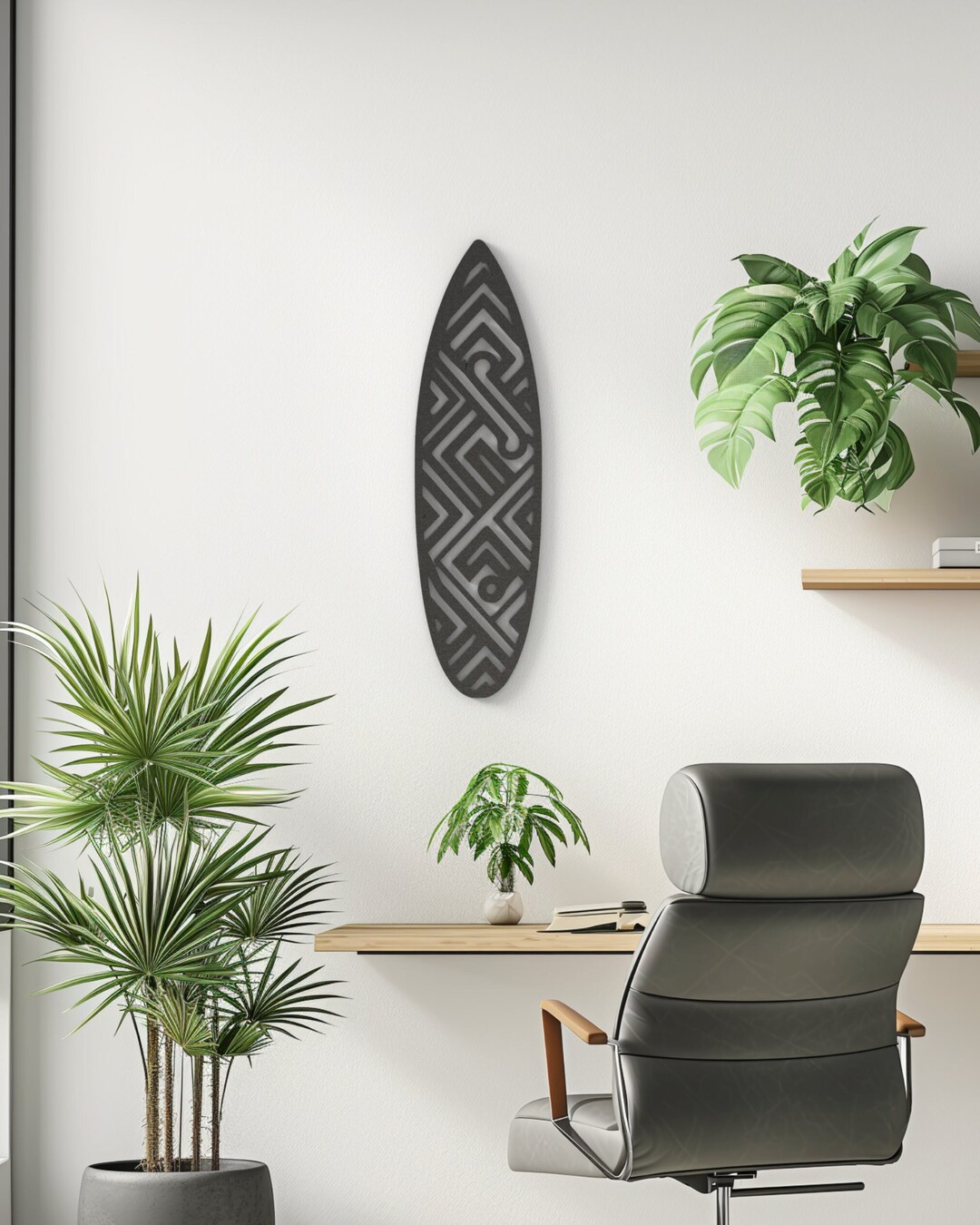 Surfboard Wall Art, Aztec Wave, Surf Wall Art, Narrow Wall Art, Beachy ...