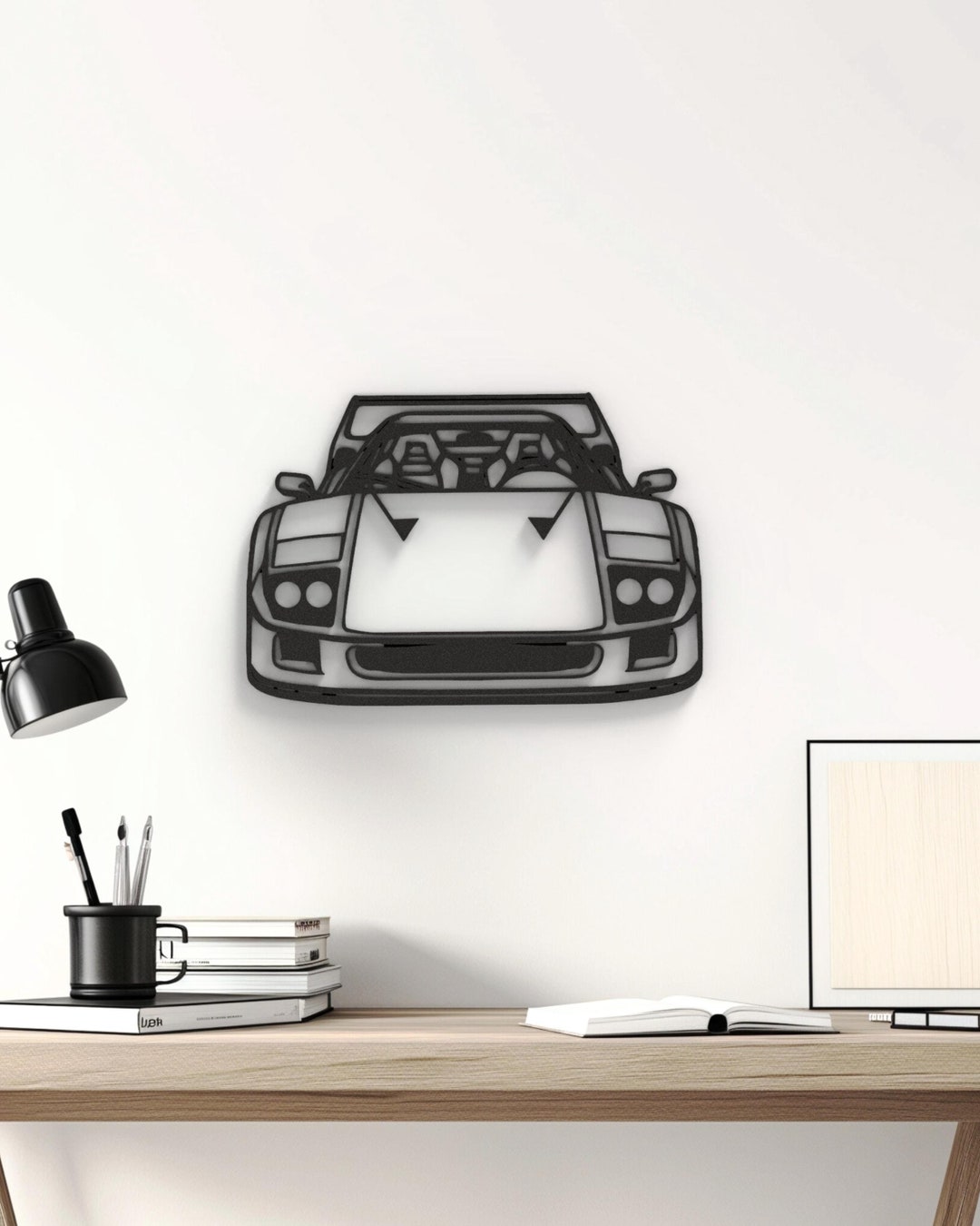 Ferrari F40 - Hanging Wall Art, Front View Car Wall Decor, Ferrari ...