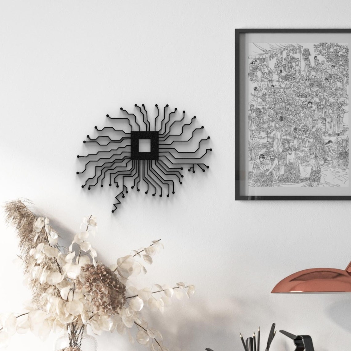 CPU Brain Art- Hanging Wall Art - Circuit Design, Computer Motherboard ...