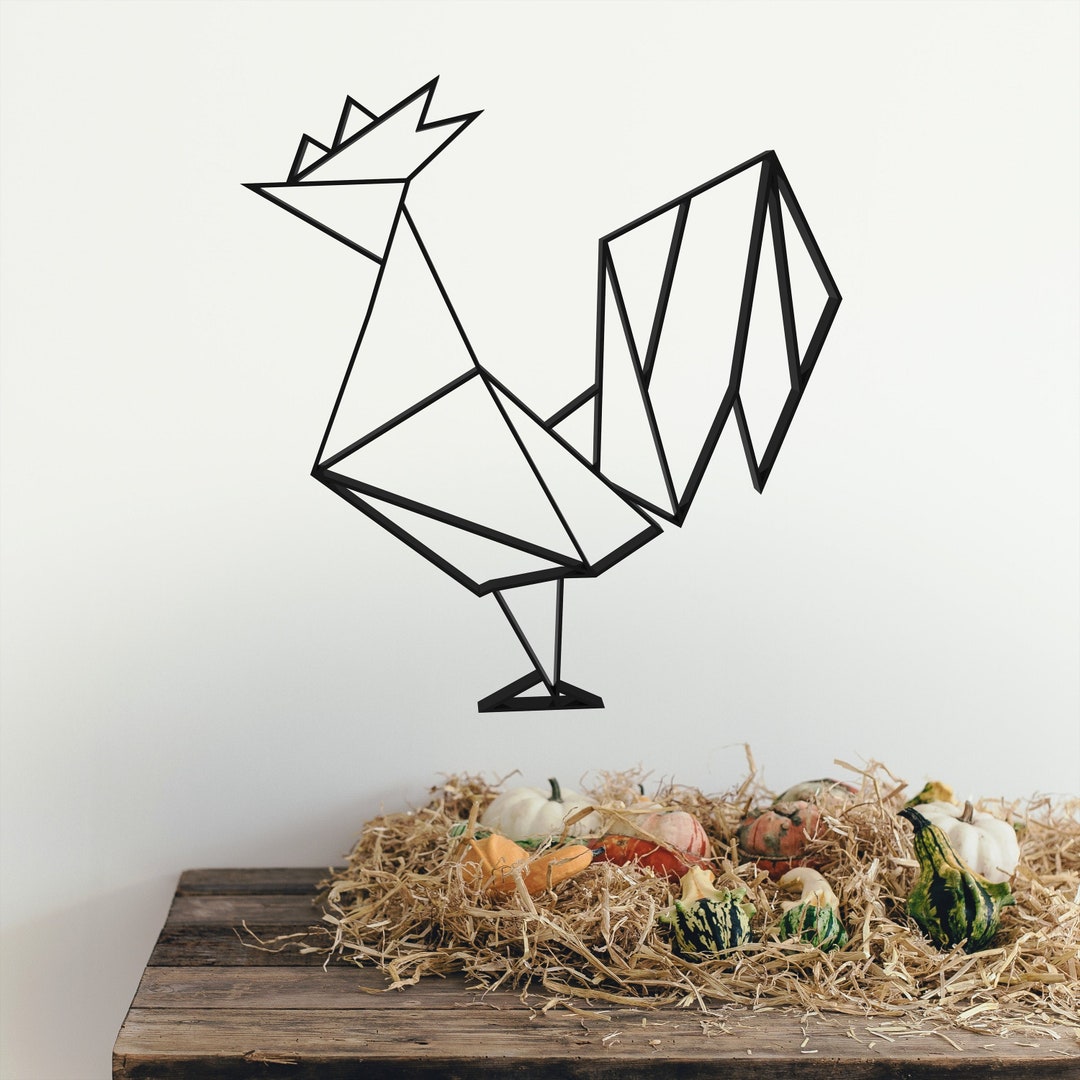 Geometric Rooster Sculpture 3D - Hanging Wall Art - Figure Wall Decor ...