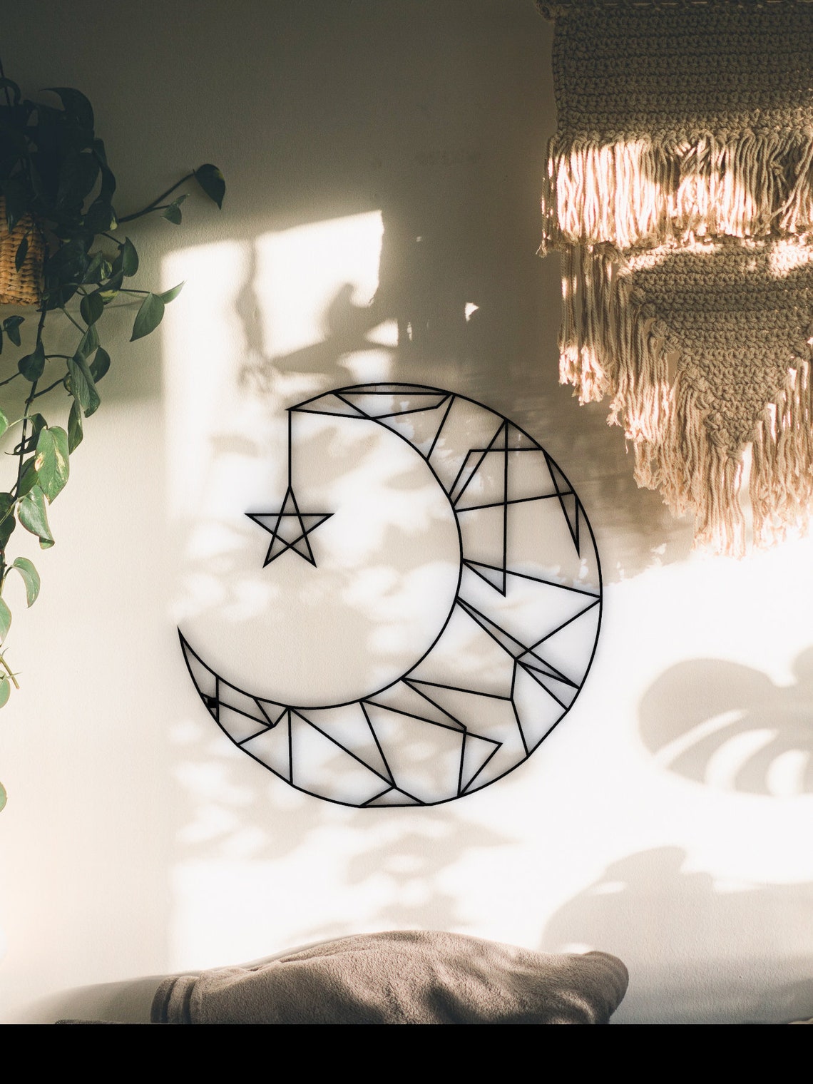 Crescent Moon Wall Art, Geometric Moon Decor, Moon Child, Moon Wall ...