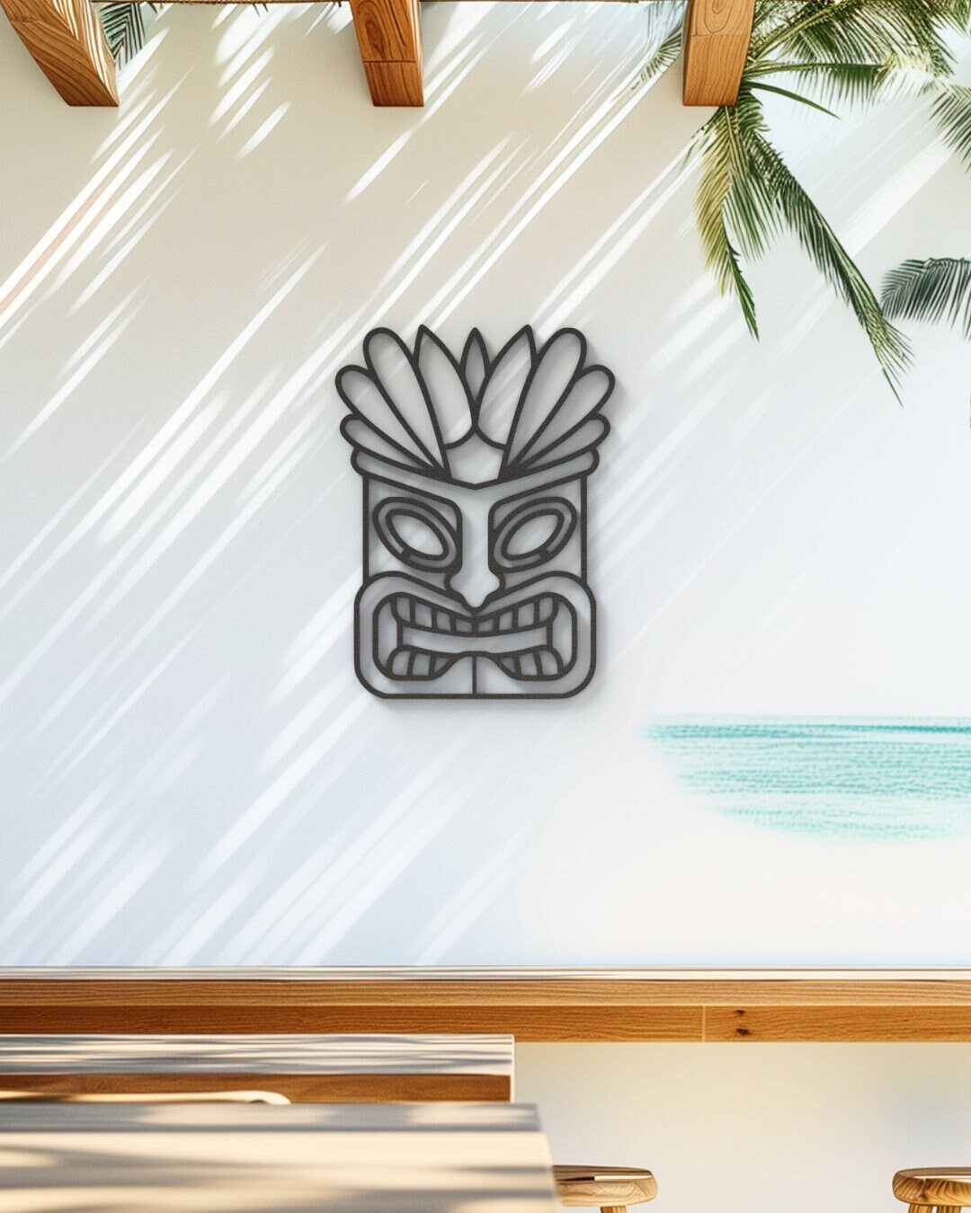 Tiki Bar Accent, Hanging Wall Art, Tiki Decor, Beach Decor, Tropical ...