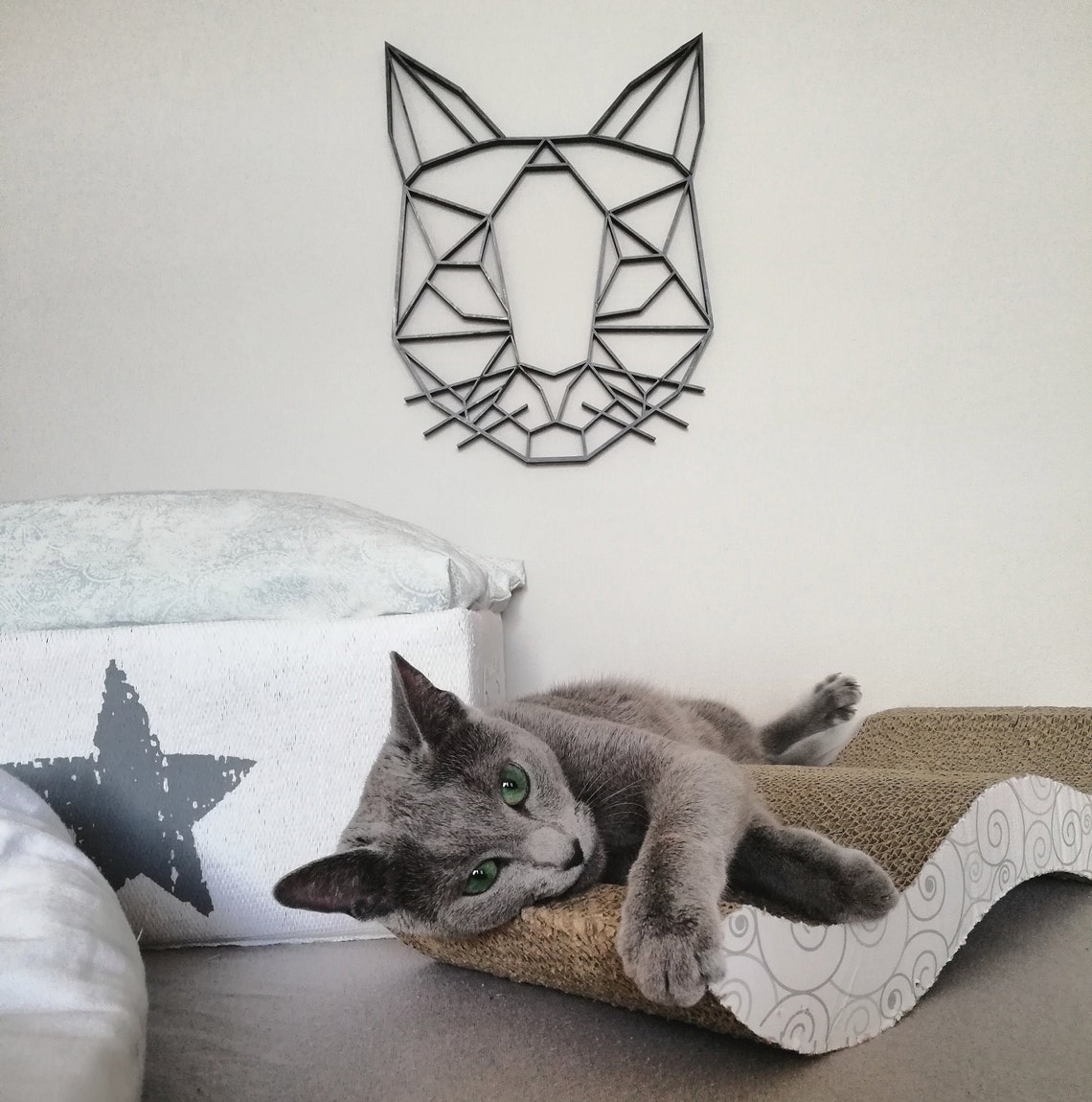 Geometric Cat Sculpture 3D Hanging Wall Art Cat wall decor | Etsy