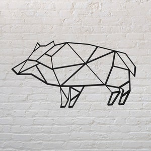 Geometric Pig Sculpture 3D - Hanging Wall Art - Figure Wall Decor ...