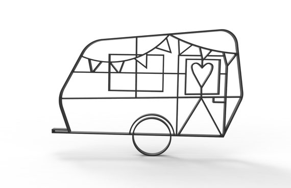 Geometric Camper RV Decor Hanging Wall Art Happy Camper | Etsy