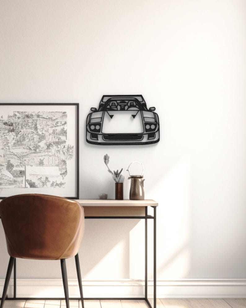 Ferrari F40 - Hanging Wall Art, Front View Car Wall Decor, Ferrari ...