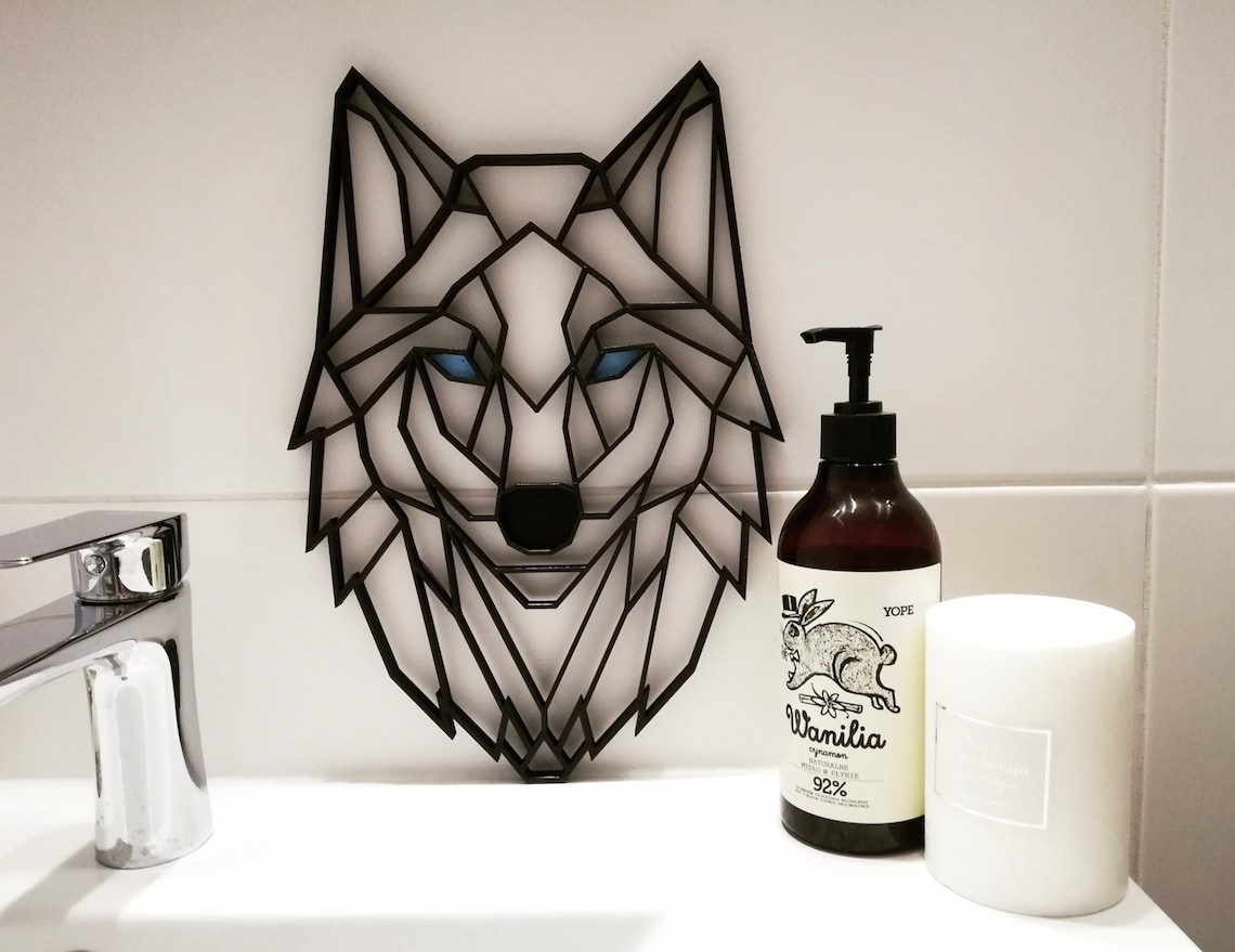 Geometric Wolf Hanging Wall Art Wolf Wall Decor Wolf - Etsy