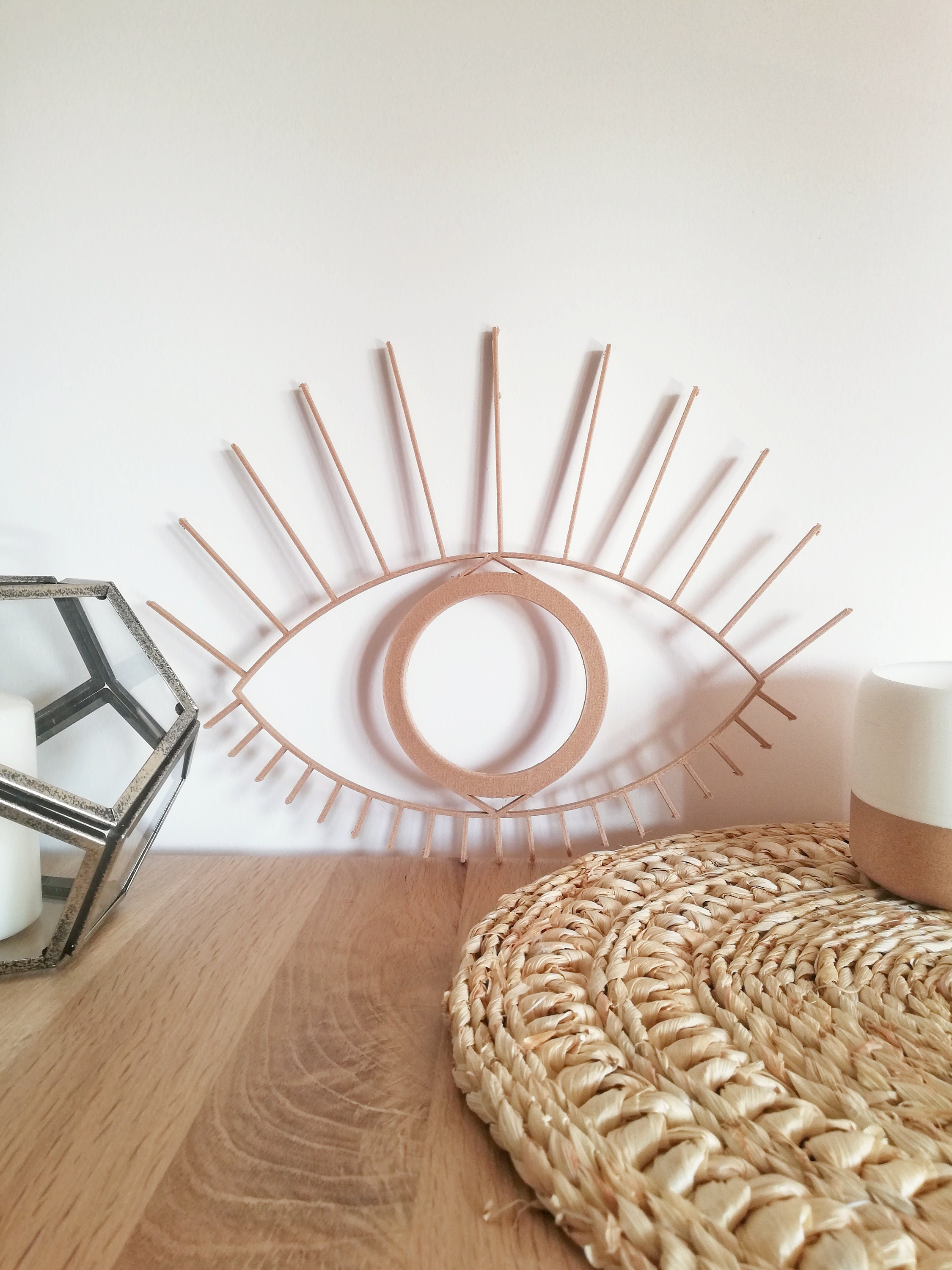 Wooden Boho Eye Geometric Evil Eye Sculpture 3D Hanging - Etsy