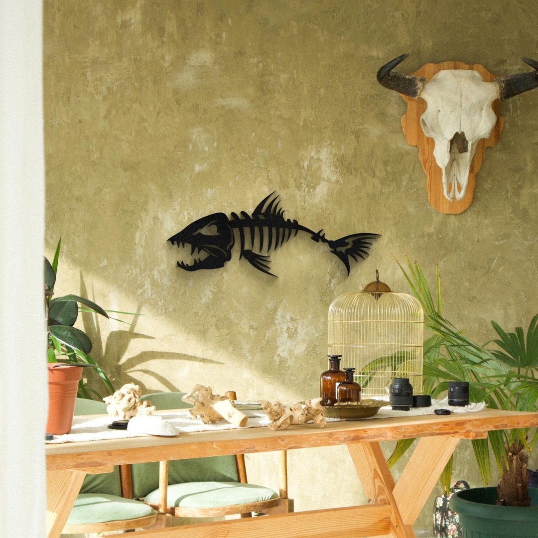 Fish Skull Wall Decor - Hanging Wall Art - Lake House Decor - Gift for ...