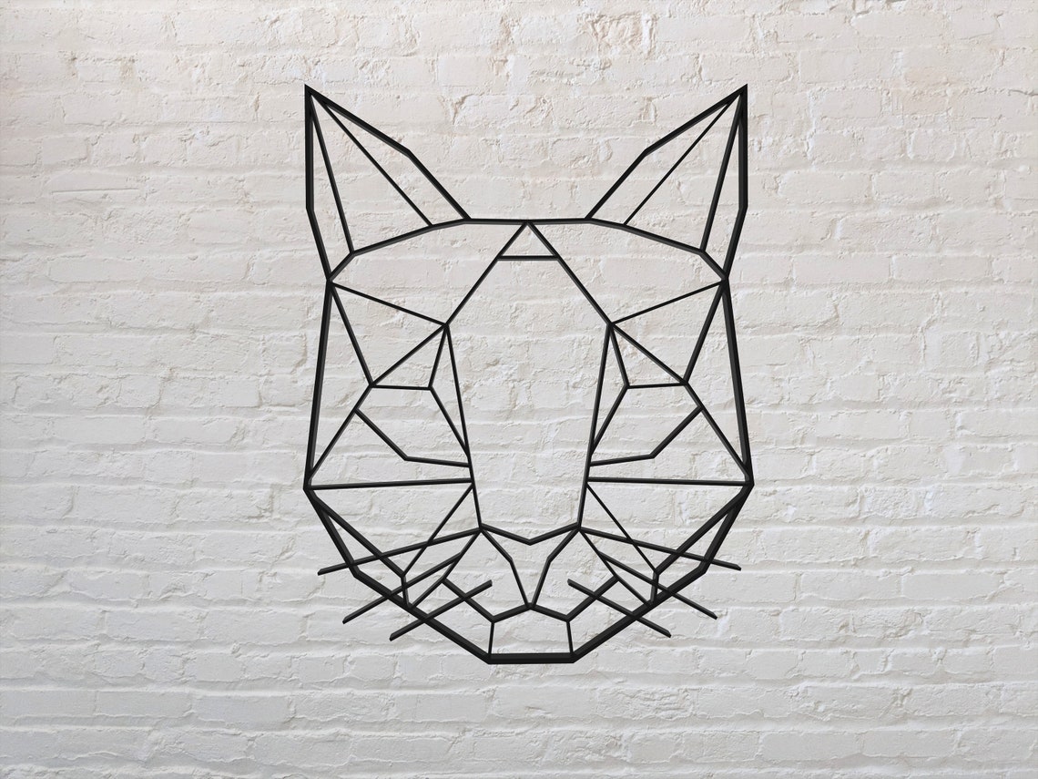 Geometric Cat Sculpture 3D Hanging Wall Art Cat Wall Decor | Etsy