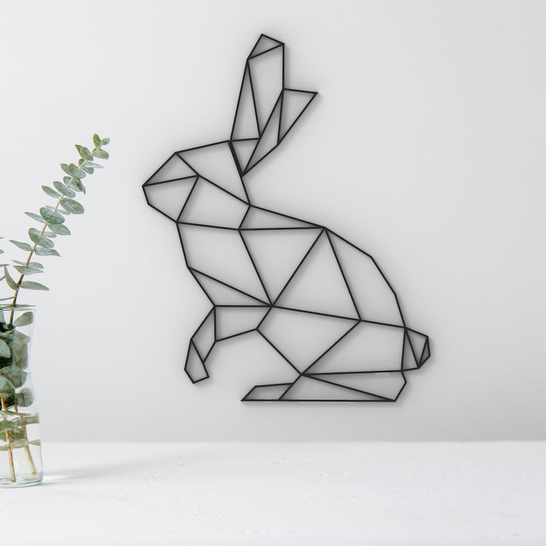Geometric Rabbit - Hanging Wall Art - Hare Wall Decor - Bunny Statue ...