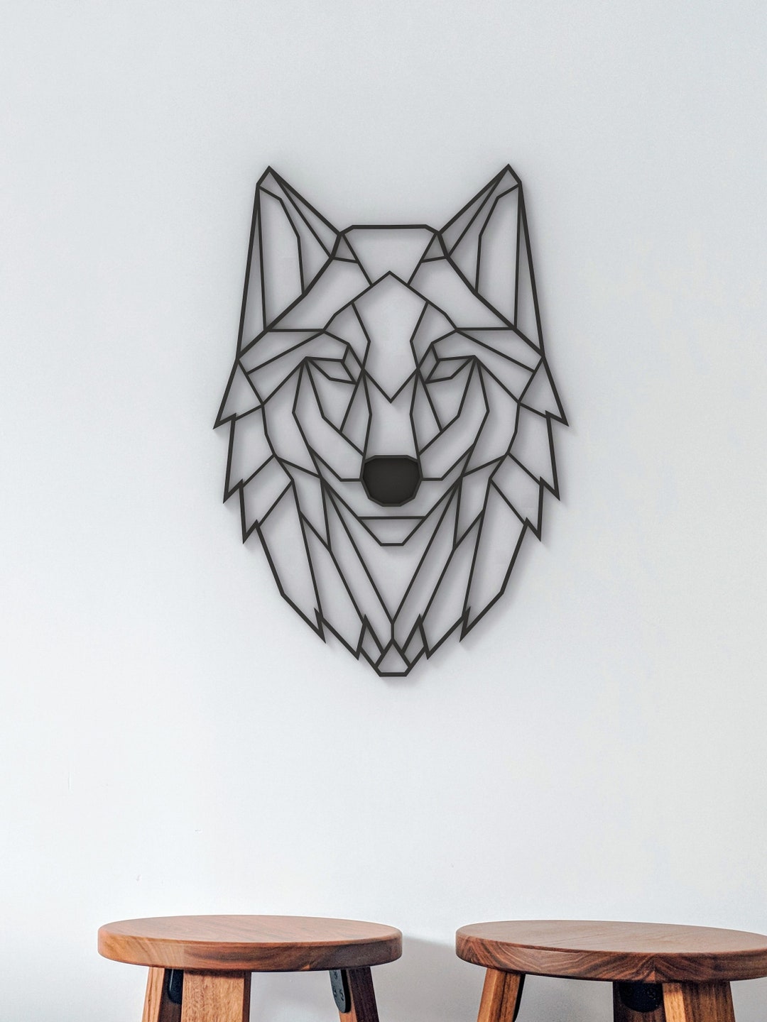 Geometric Wolf - Hanging Wall Art - Wolf Wall Decor - Wolf Head - Wolf ...
