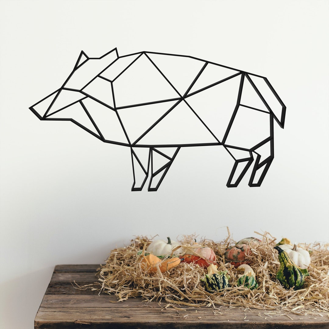 Geometric Pig Sculpture 3D - Hanging Wall Art - Figure Wall Decor ...