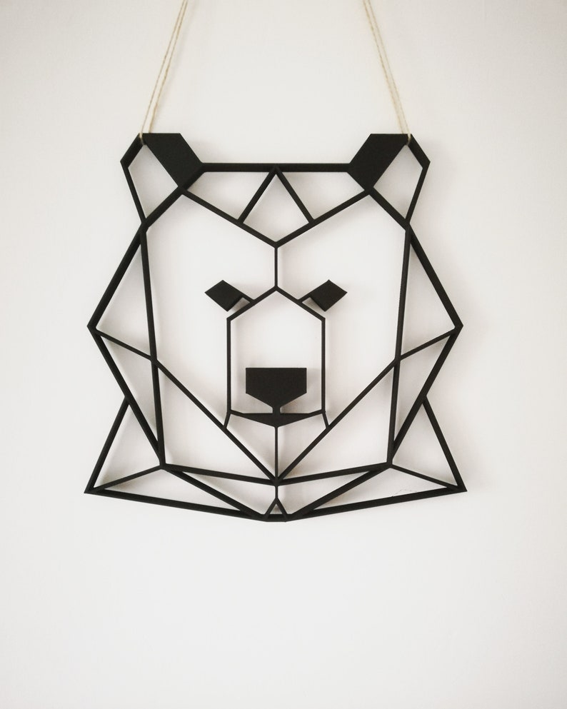 Oso geométrico Arte de pared colgante Estatuilla de oso | Etsy