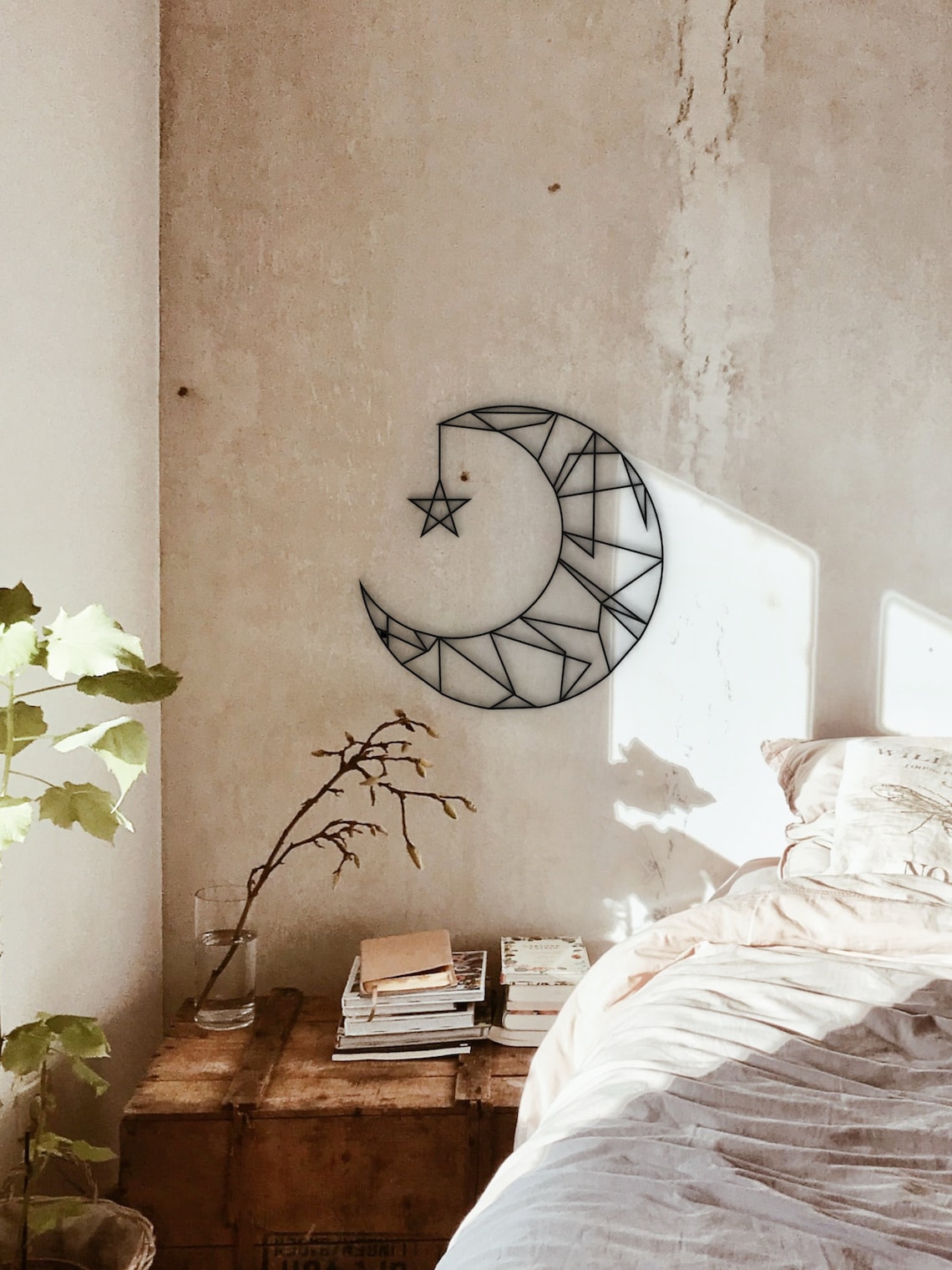 Crescent Moon Wall Art, Geometric Moon Decor, Moon Child, Moon Wall ...