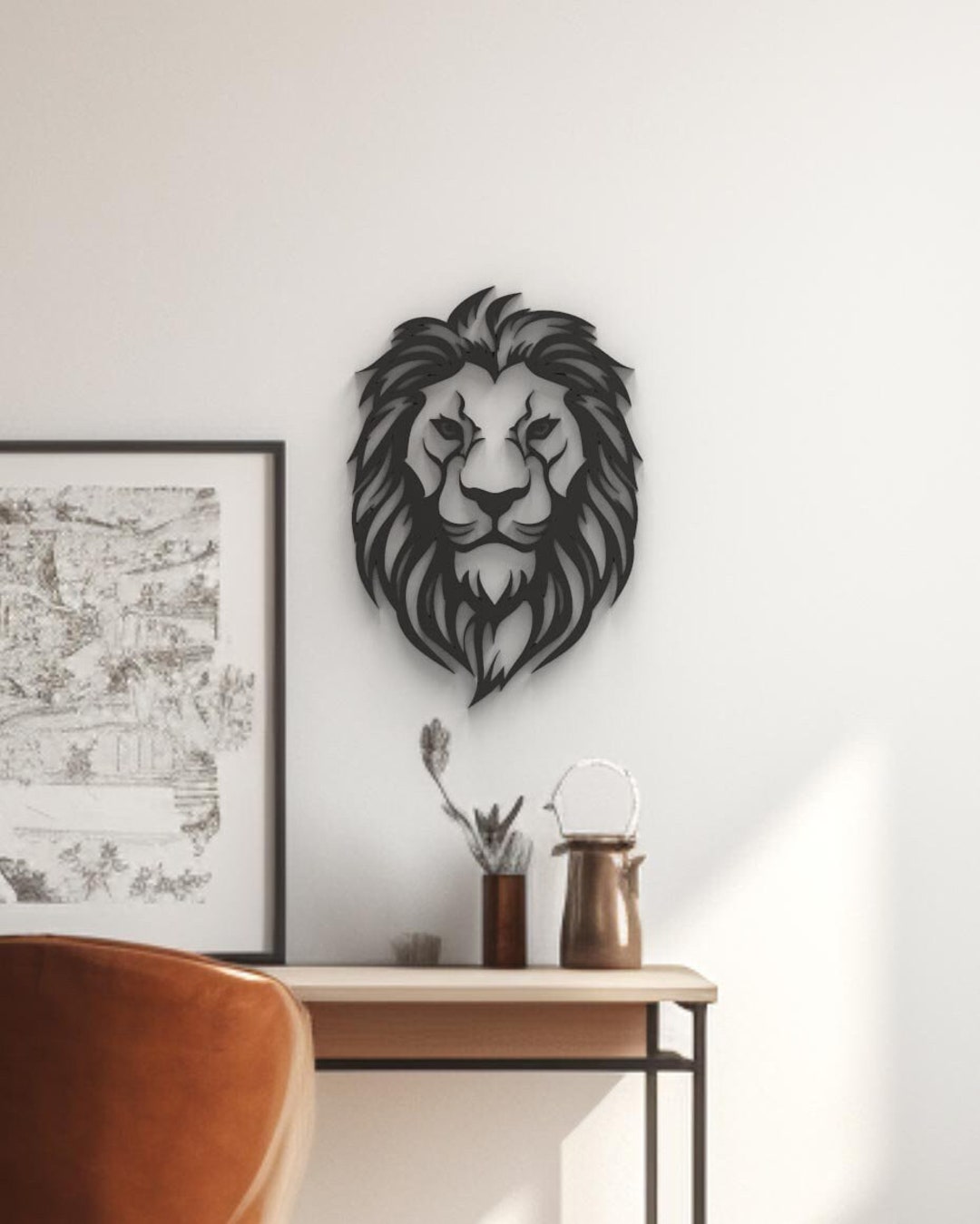 Lion Head - Hanging Wall Decor - Wall Art Lion Head - Etsy