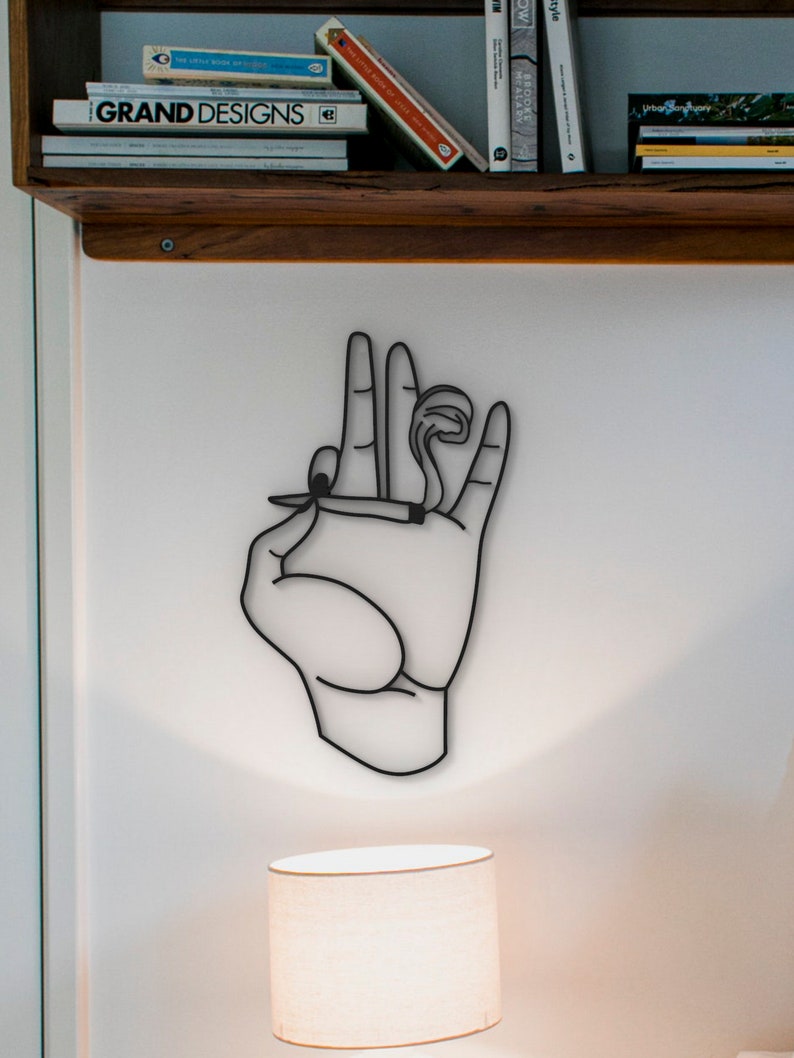 Hand With Joint - Hanging Wall Art - Hippe Home Decor - Cannabis Decor ...