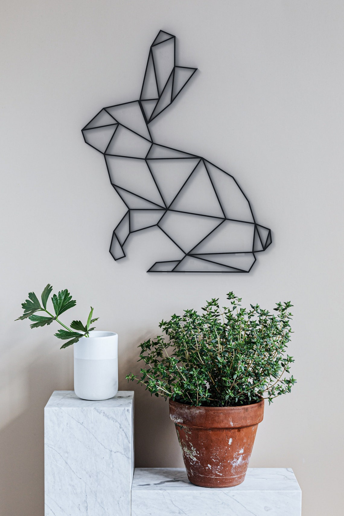 Geometric Rabbit Hanging Wall Art Hare Wall Decor Bunny - Etsy