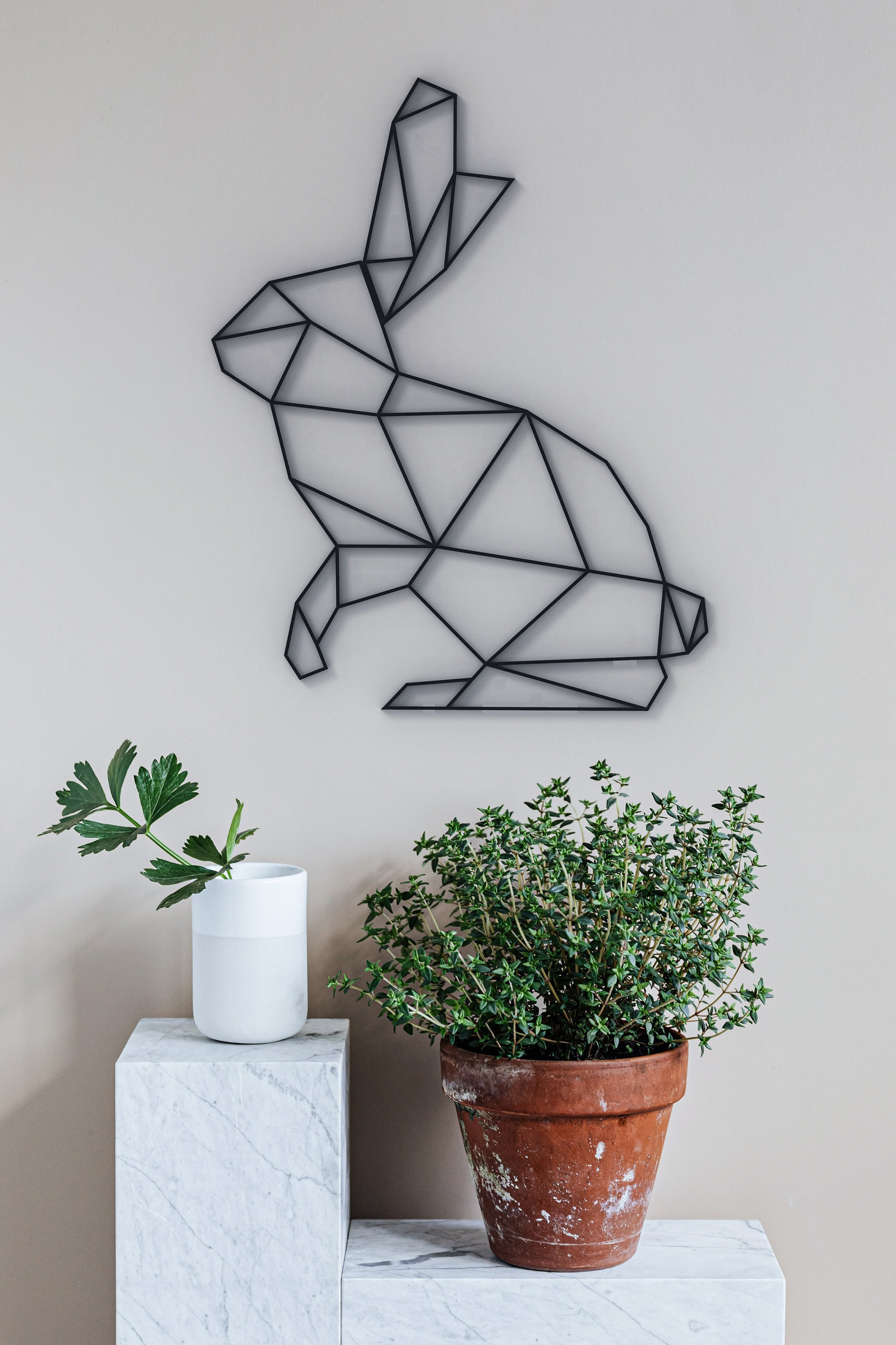 Geometric Rabbit Hanging Wall Art Hare Wall Decor Bunny - Etsy