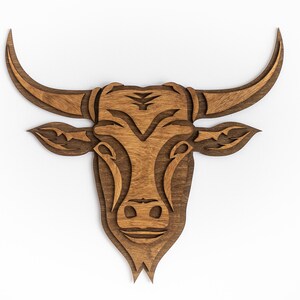 Wooden Bull Head - Hanging Wall Art - Etsy