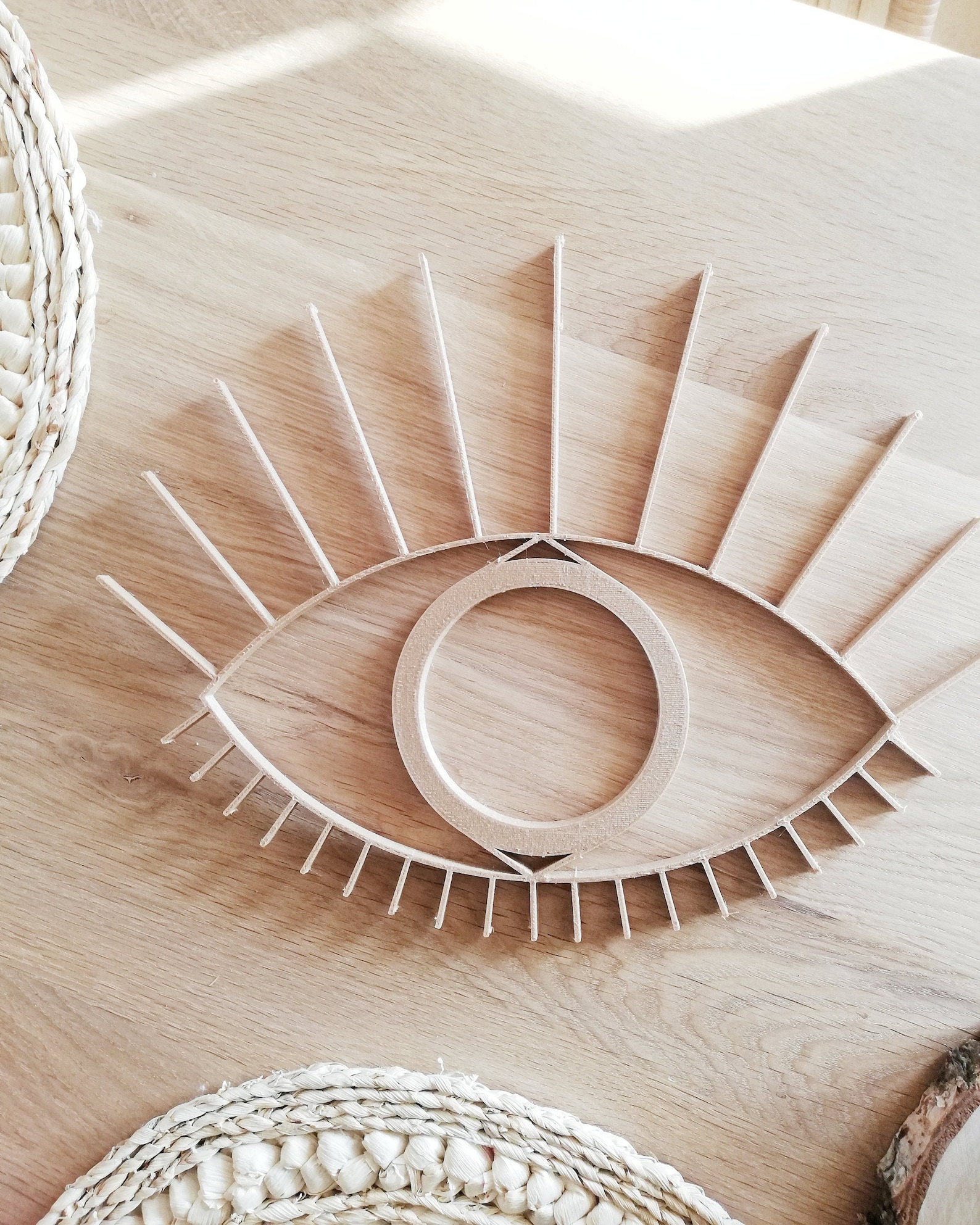 Wooden Boho Eye Geometric Evil Eye Sculpture 3D Hanging | Etsy