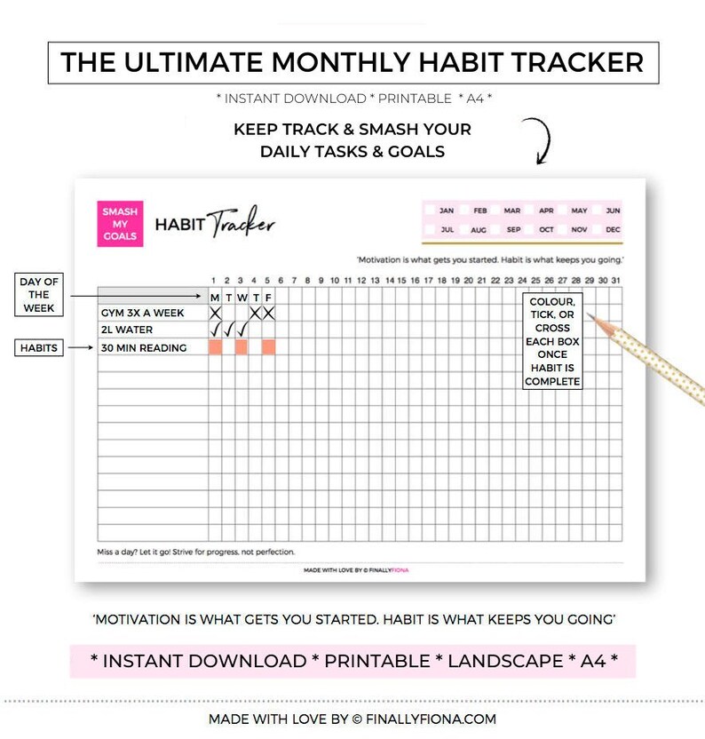 Printable Monthly Habit Tracker - Etsy