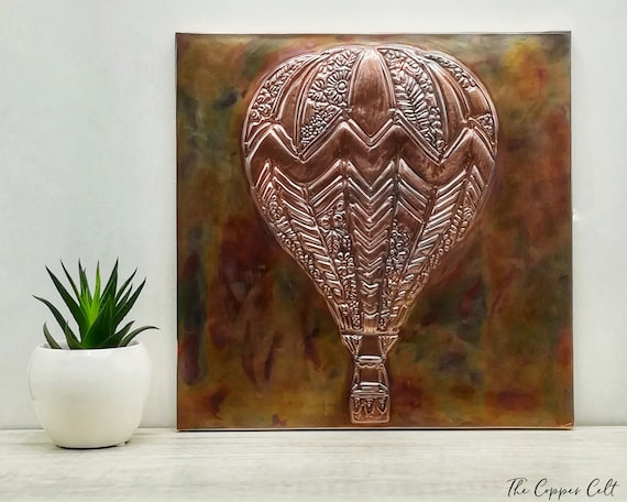 Home & Living Bas Relief Metal Wall Art Handcrafted Copper Patina ...