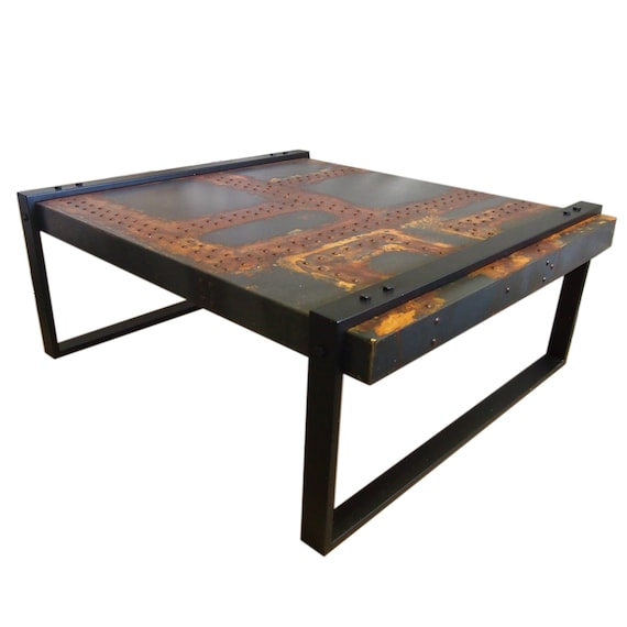 Corrugated metal coffee table store