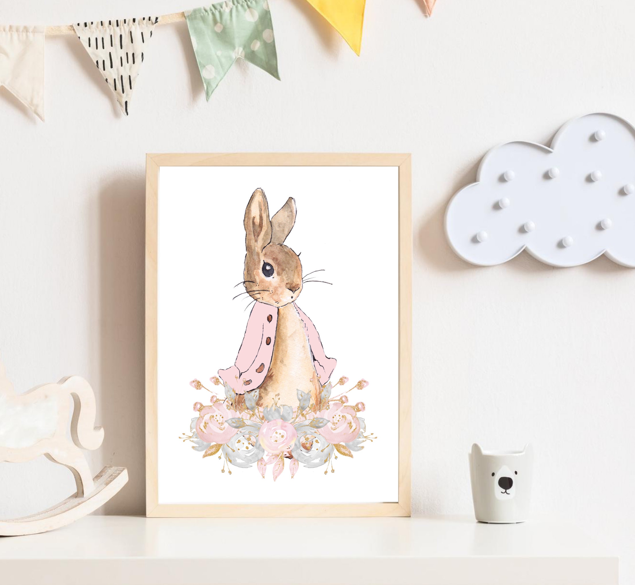 Peter Rabbit Girls Nursery Prints Set of 3 Personalised Baby - Etsy UK