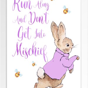 Lilac Peter Rabbit Girls Nursery Decor Wall Art Prints Set of - Etsy