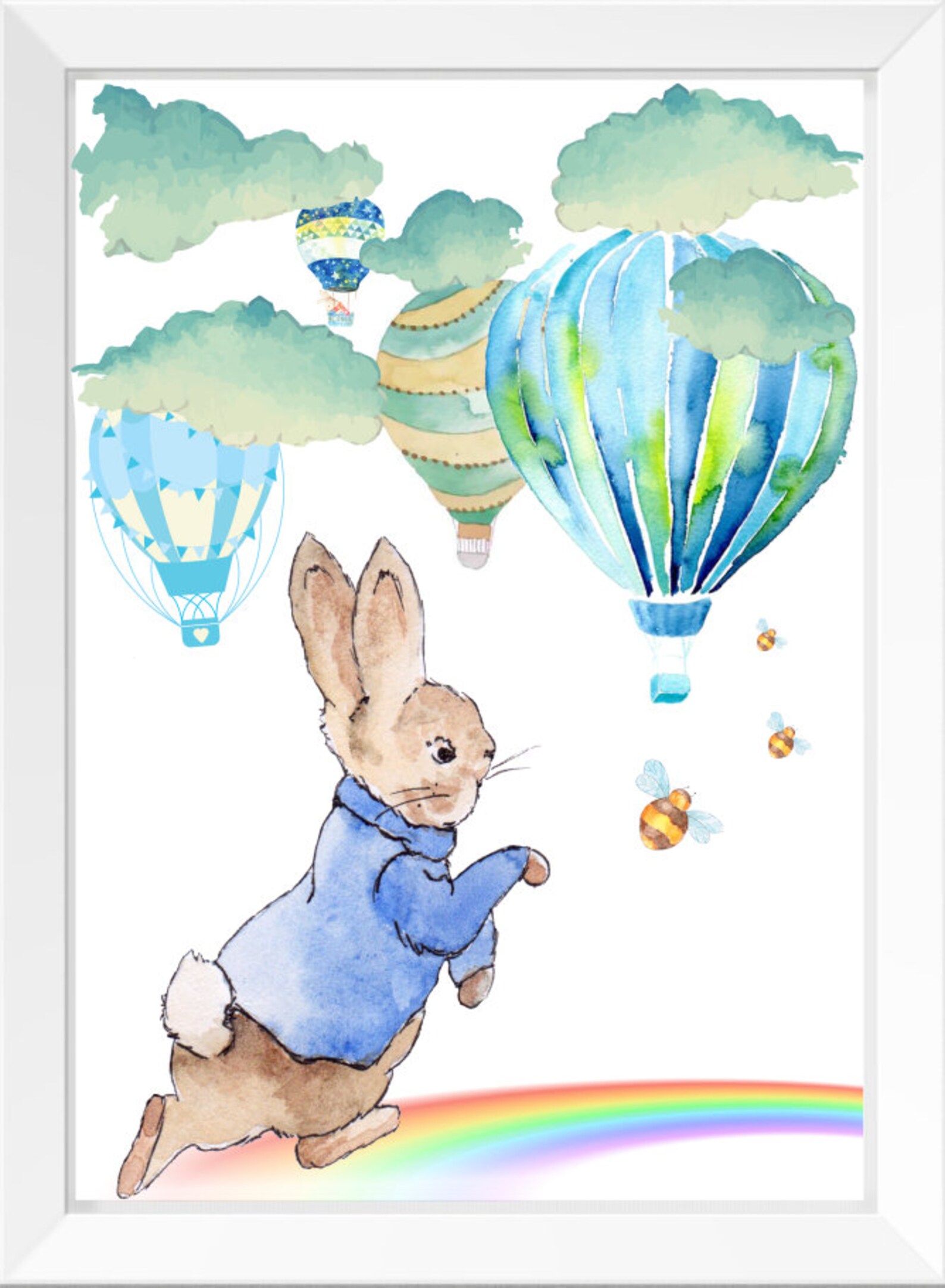 Hot Air Balloons Framed Peter Rabbit Beatrix Potter Nursery - Etsy