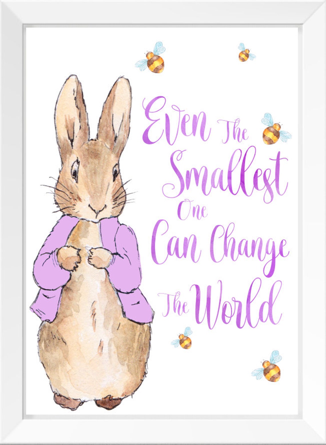 Lilac Peter Rabbit Girls Nursery Decor Wall Art Prints Set of | Etsy