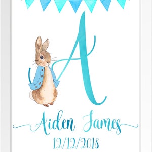 Personalised Peter Rabbit Prints Set of 3, Boys Nursery Wall Art Decor ...
