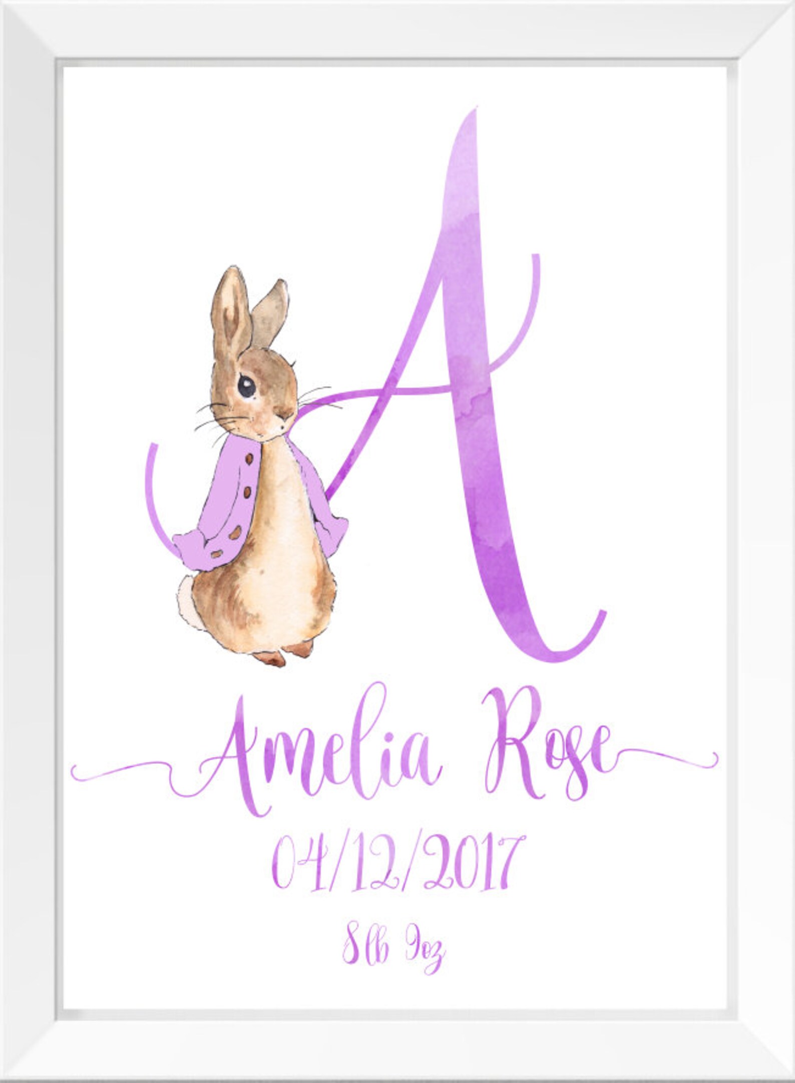 Lilac Peter Rabbit Girls Nursery Decor Wall Art Prints Set of | Etsy