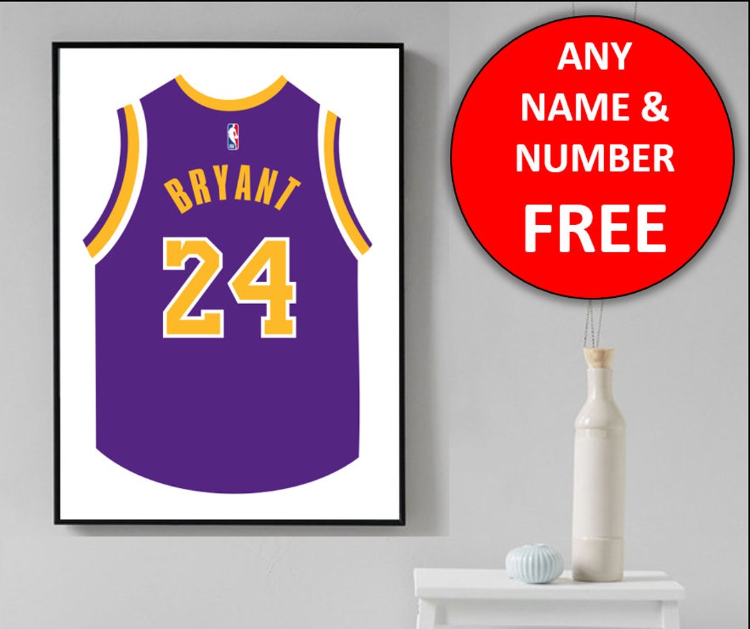 LA Lakers Los Angeles Basketball Jersey Personalised Name Art - Etsy