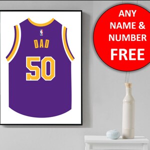 LA Lakers Los Angeles Basketball Jersey Personalised Name Art - Etsy