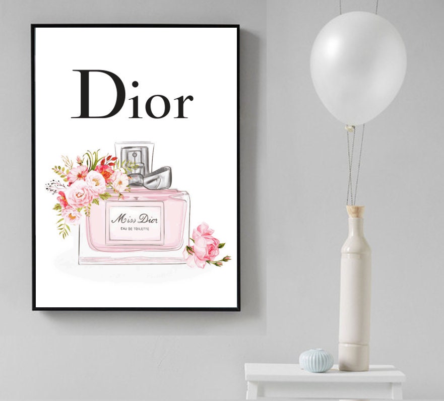 Miss Dior Perfume Watercolour Wall Art Print Poster Beauty | Etsy