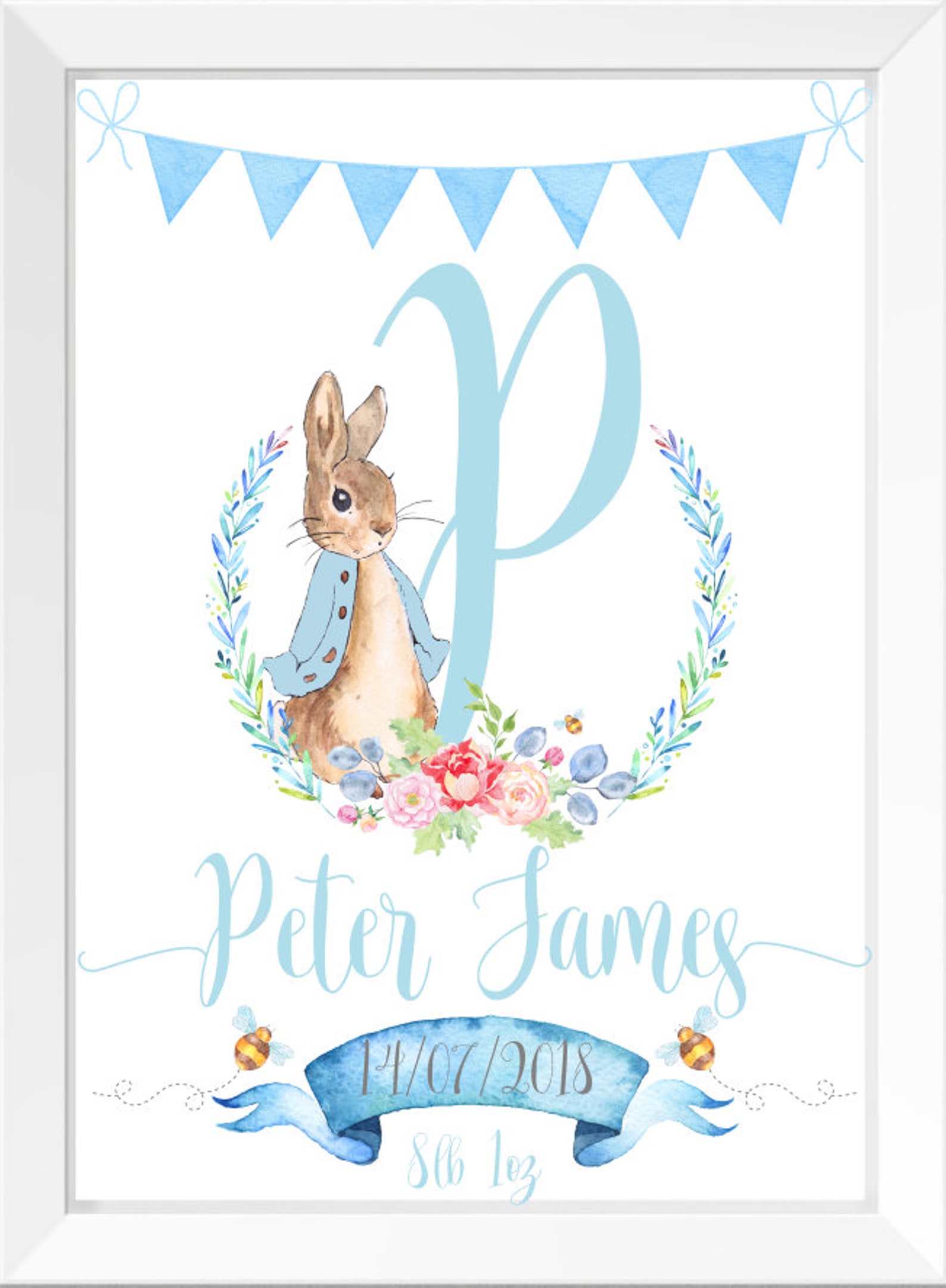Peter Rabbit Nursery Art Prints Set of 3 Personalised Baby | Etsy