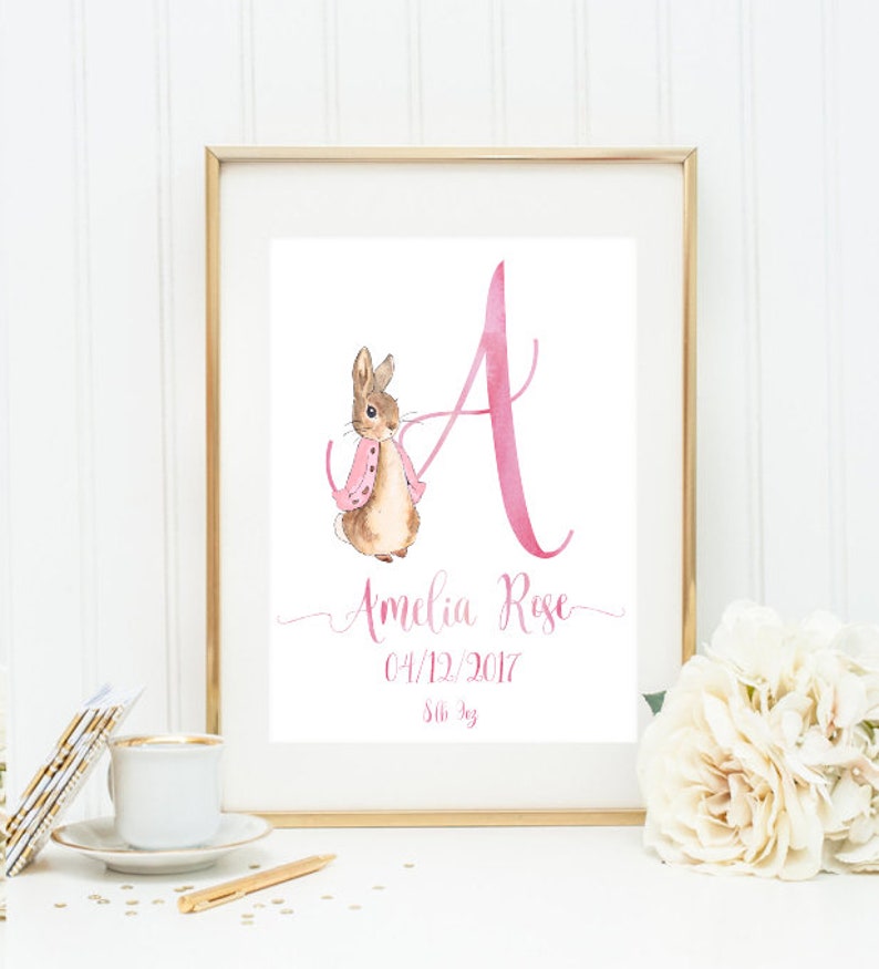 Pink Peter Rabbit Beatrix Potter Nursery Decor Wall Art Print - Etsy UK