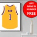 LA Lakers Los Angeles Basketball Jersey Personalised Name Wall - Etsy