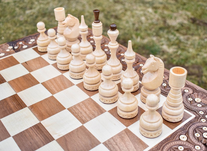 Folding Chess Set Travel Games Handcarved Chess Set With - Etsy