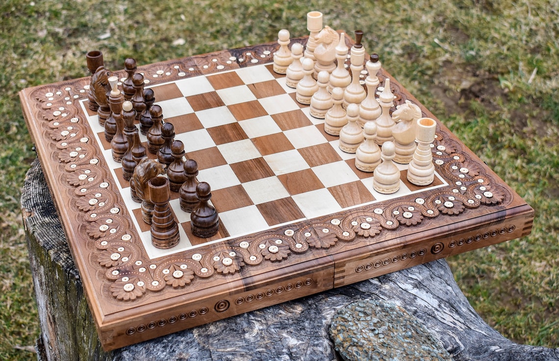 Folding Chess Set Travel Games Handcarved Chess Set With - Etsy