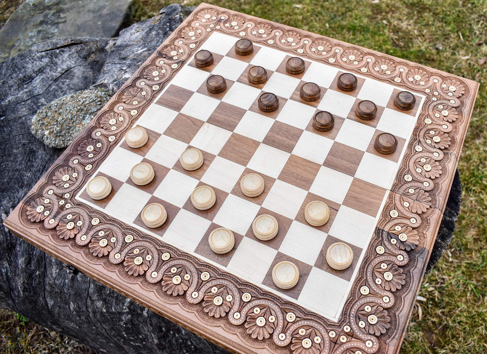 Folding Chess Set, Travel Games, Handcarved Chess Set With Pieces ...