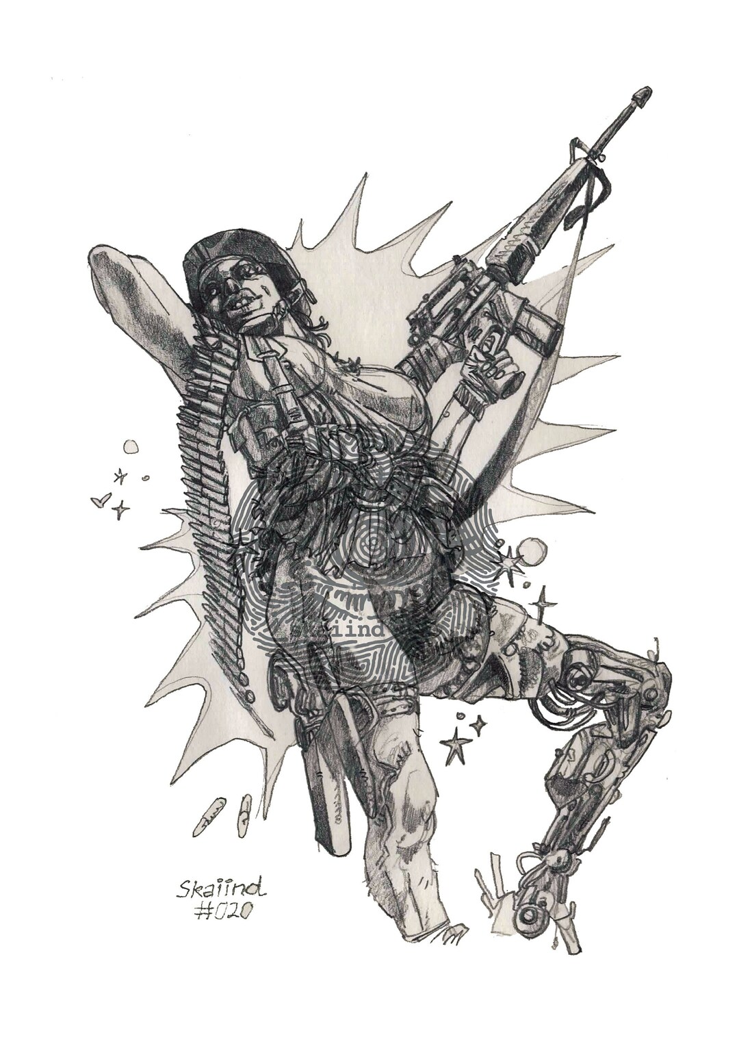 ART PRINT Machine Gun Bimbo - Etsy