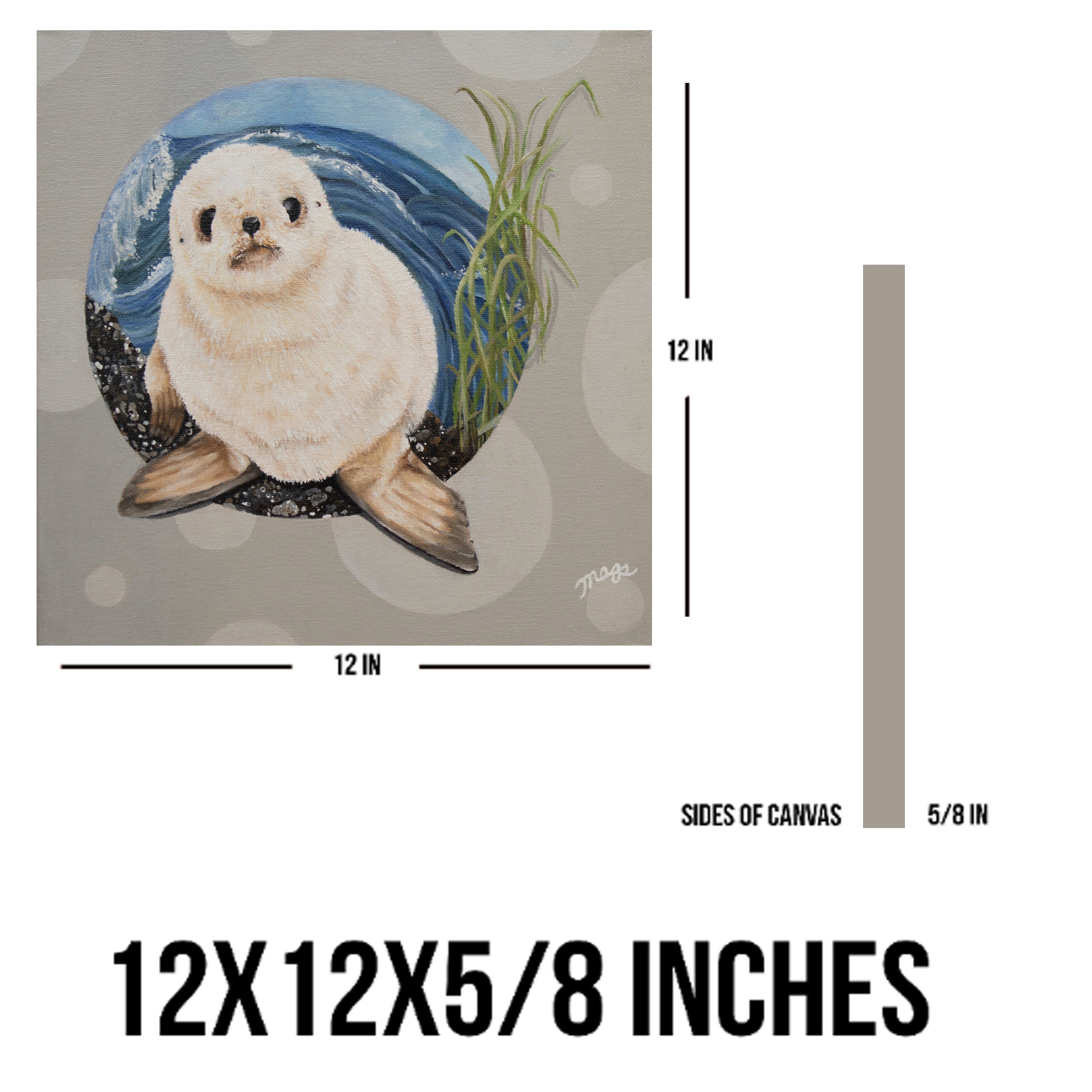 Seal Painting, Arctic Fur Seal Painting, Seal by the Ocean, Beach ...